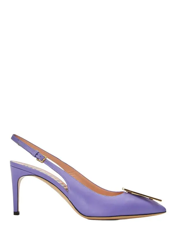 Moschino Detailed Stiletto Sandals - Purple