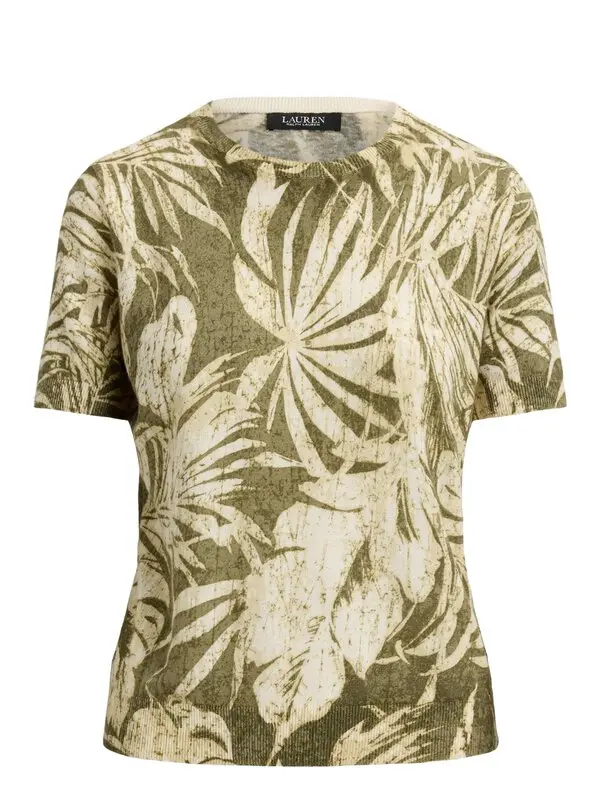 Ralph Lauren Short Sleeve Printed Knit Top - Nude