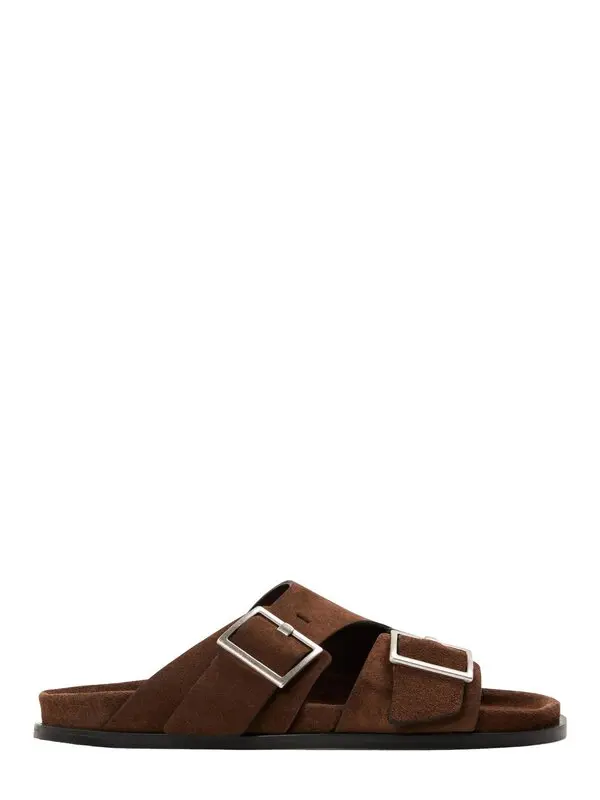 ALOHAS Alba Flat Sandals With Buckle Detail - Brown