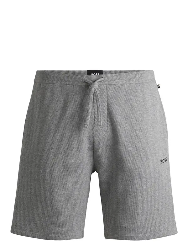 Hugo Boss Relaxed Fit Drawstring Shorts With Logo - Gray