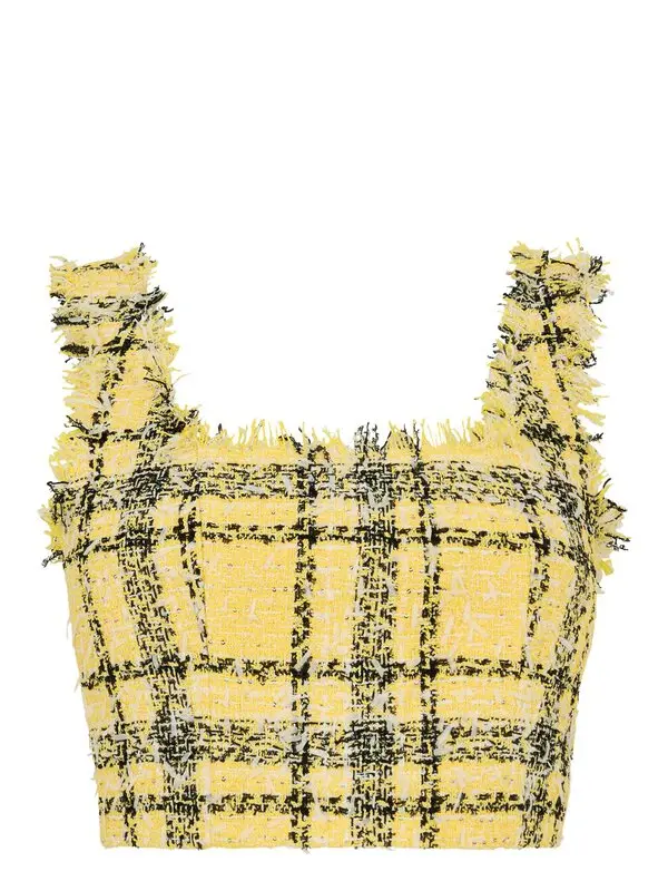 Balmain Check Tweed Cropped Camisole - Nude