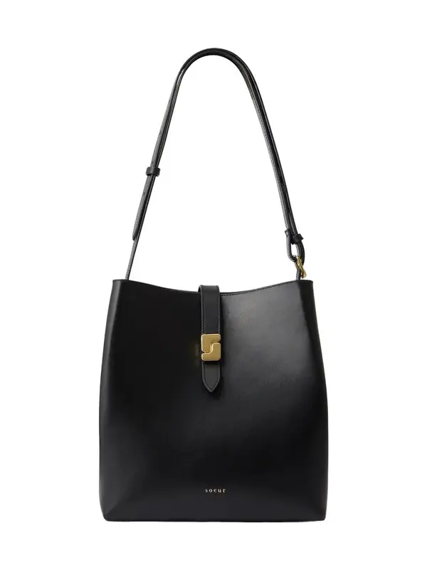 Soeur Leather Bucket Bag With Adjustable Shoulder Strap - Black