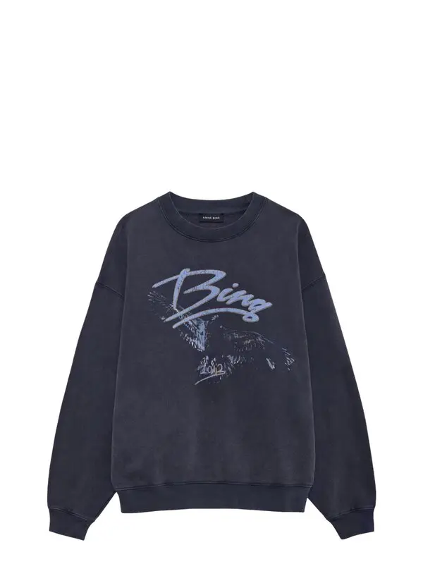 ANINE BING Bing" Graphic Crewneck Sweatshirt - Washed Black