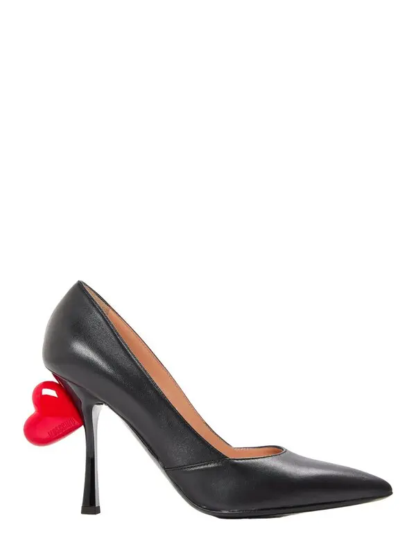 Moschino Low-cut Stiletto Heels With Heart Detail - Black