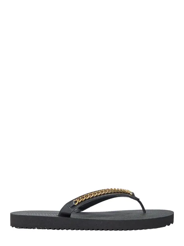 Stella McCartney Chain Accent Flip Flops - Black