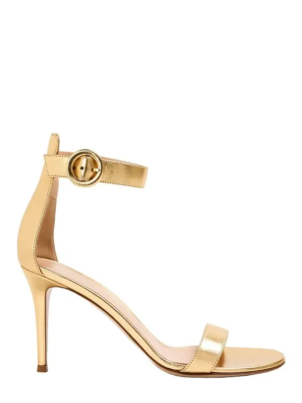 GIANVITO ROSSI Metallic High-heeled Sandals With Ankle Strap - Nude