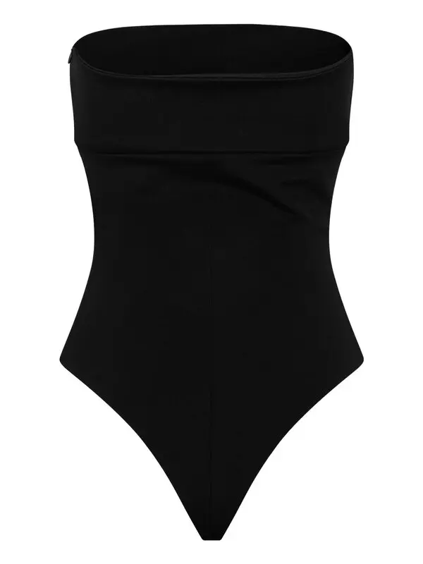 Balmain Fitted Strapless Jumpsuit With Gold Buckle Detail - Black