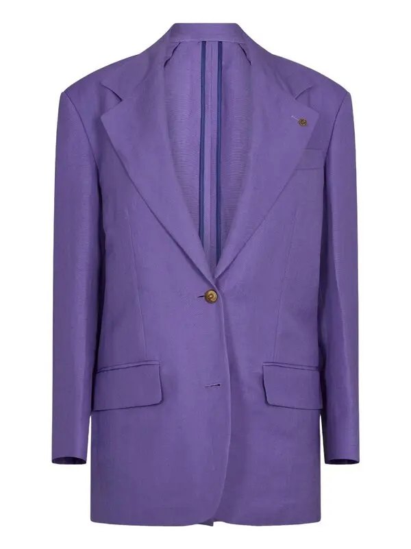 Versace Wool And Linen Blazer - Purple