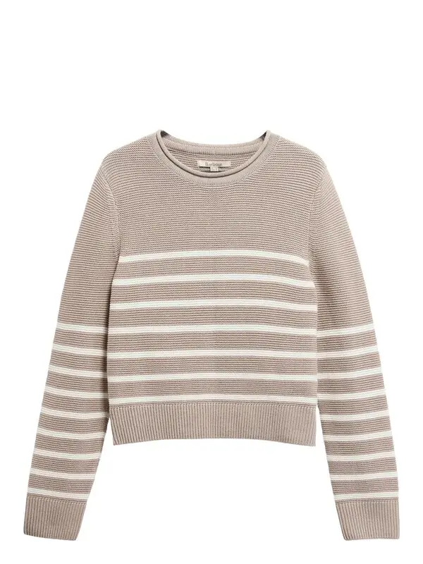 Barbour Striped Crew Neck Fine Knit Sweater - Nude