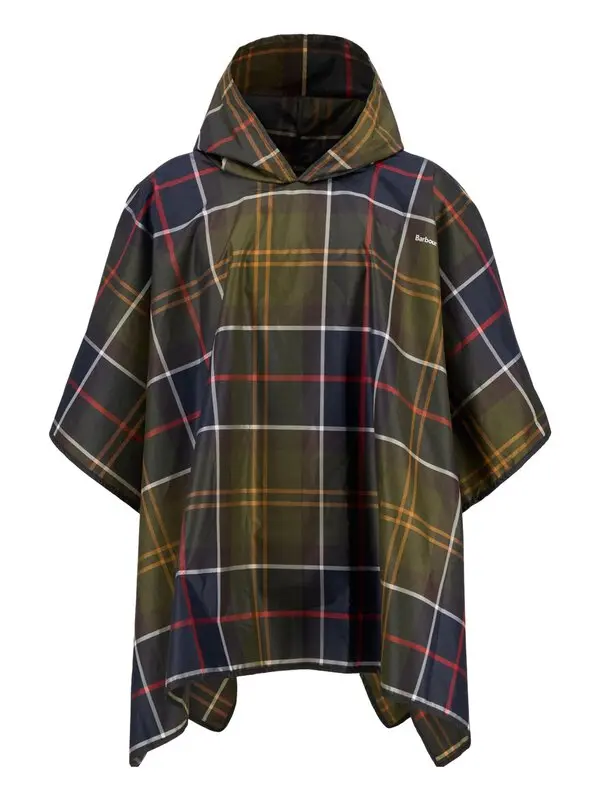 Barbour Plaid Waterproof Hooded Poncho - Black