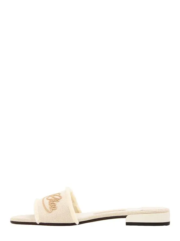JIMMY CHOO Embroidered Flat Sandals - White