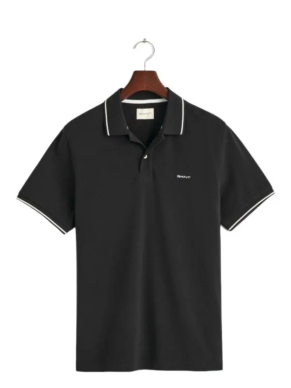 Gant Logo Short Sleeve Polo Shirt - Black