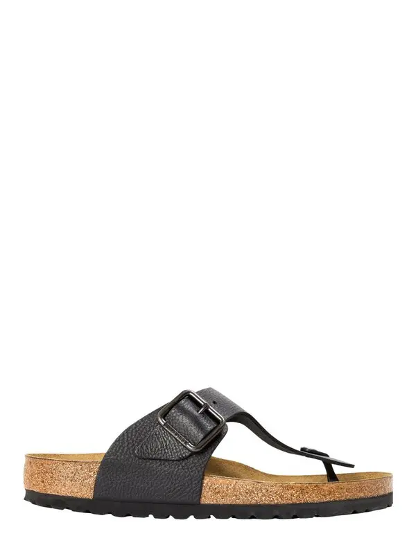BIRKENSTOCK Leather Thong Slippers With Buckle Detail - Black