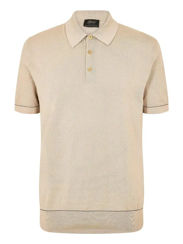 Brioni Short Sleeve Polo Shirt - Nude
