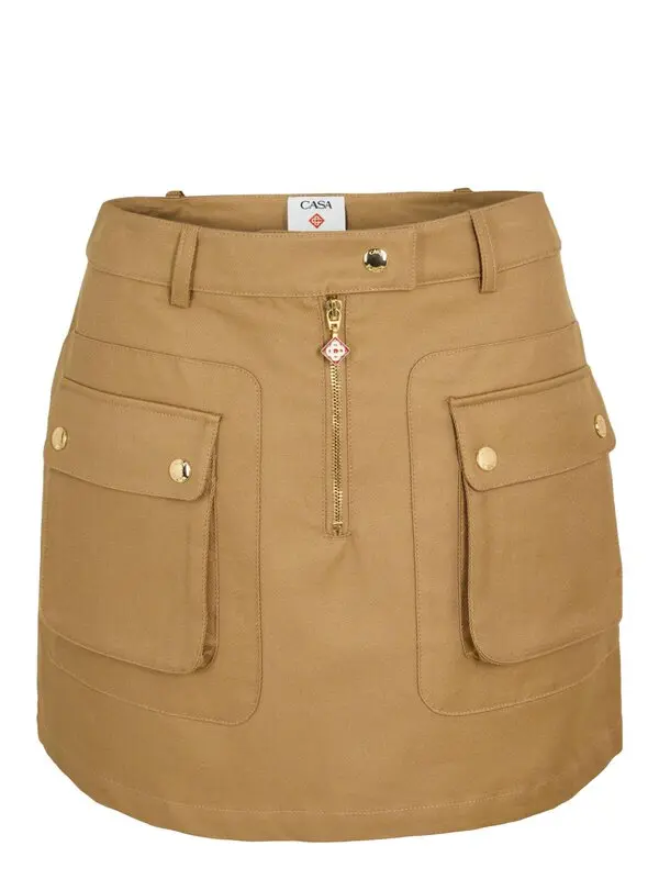 Casablanca Belted Utility Mini Skirt - Brown