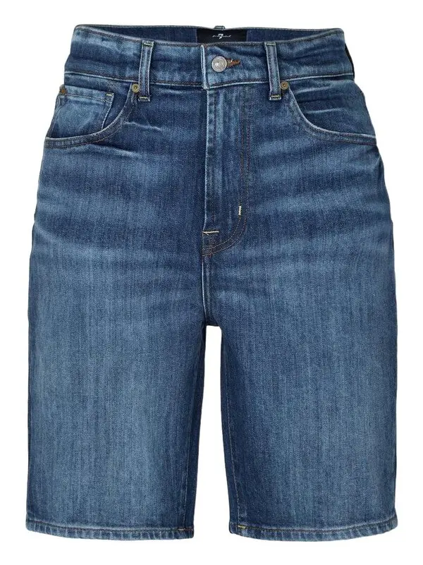 7 For All Mankind Denim Shorts With Belt Loops - Blue