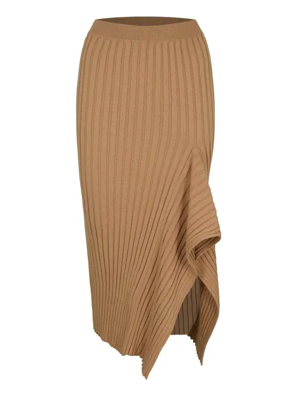 Stella McCartney Ribbed Knit Midi Skirt - Brown