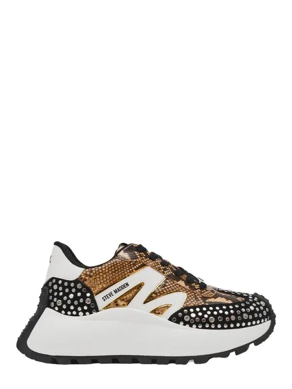 Steve Madden Embellished Platform Low Top Sneakers - White