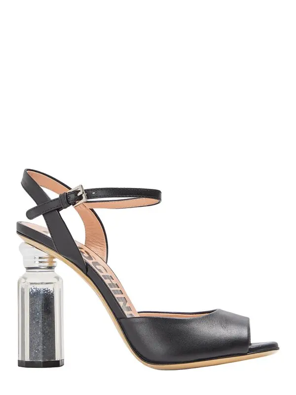 Moschino Leather Block Heel Sandals - Black