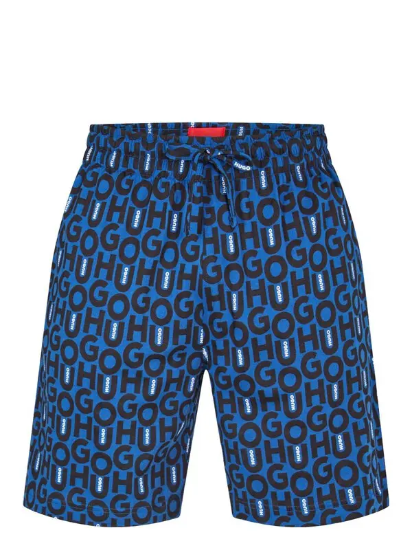 Hugo Boss All-over Logo Casual Shorts - Blue