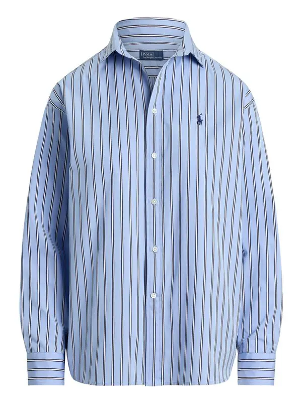 Polo Ralph Lauren Stripe Long Sleeve Oxford Shirt - Blue