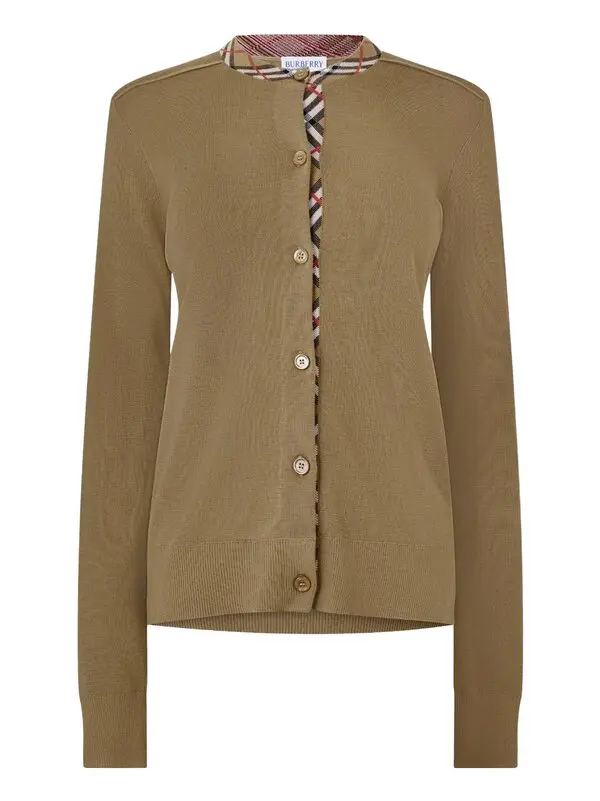 Burberry Crew Neck Cardigan - Brown