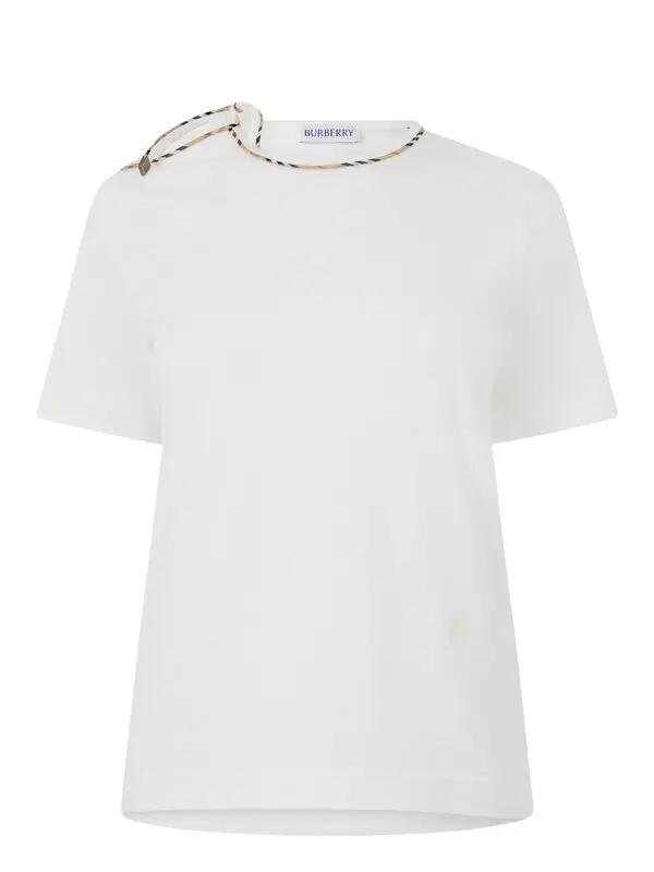 Burberry Classic Crewneck Short-sleeve Shirt With Tie Detail - White