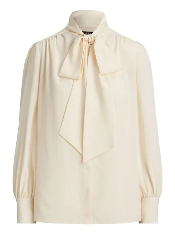 Ralph Lauren Long Sleeve Blouse With Pussy Bow - Nude