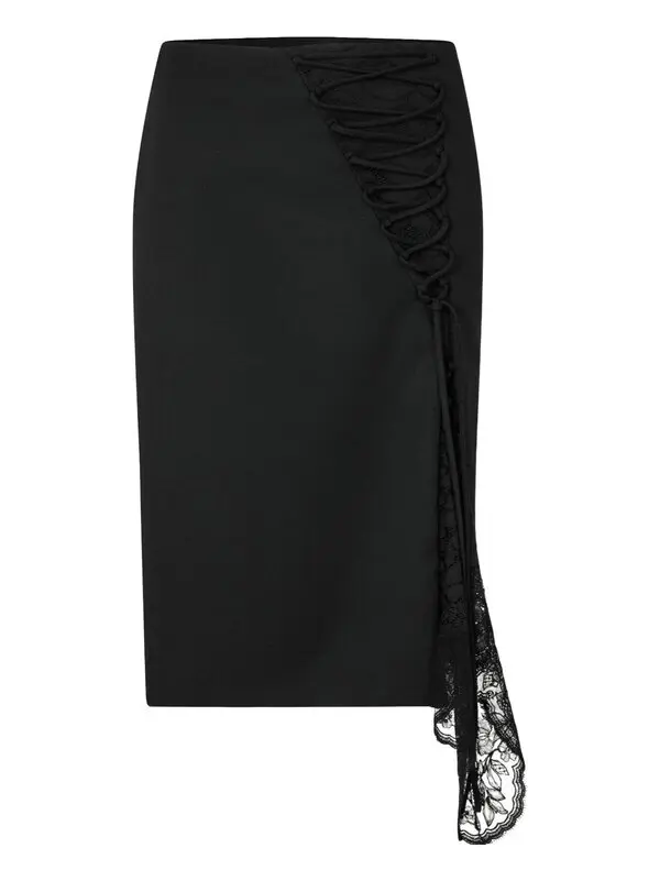 Alexander McQueen Midi Pencil Skirt With Lace Detailing - Black