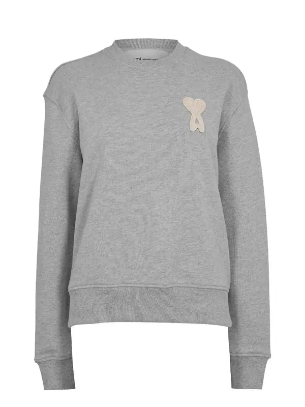 AMI Paris Classic Crew Neck Knit Sweater With Appliqué Detail - No