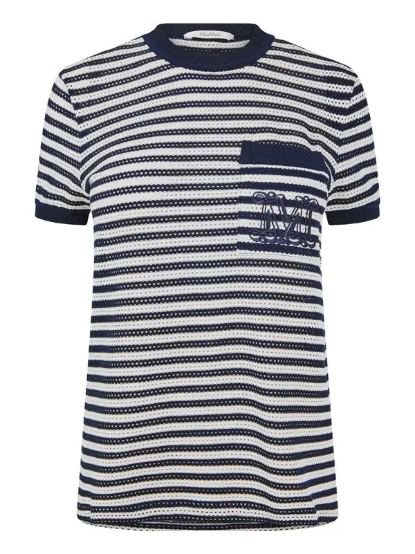 Max Mara Crew Neck Short Sleeve Knit Top - White