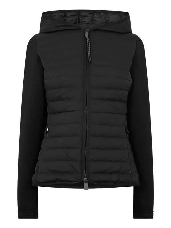 Moncler Zip-up Hooded Quilted Jacket With Logo Detail - Black