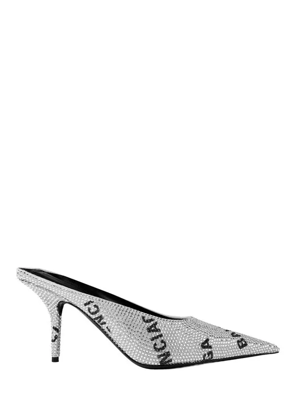 Balenciaga Embellished Leather Mules - Gray
