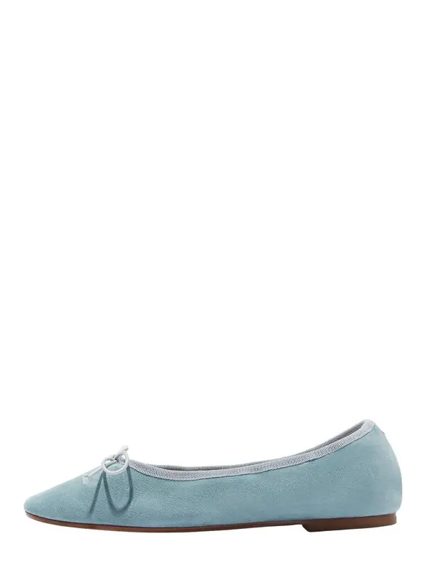 AeydĒ Suede Slip-on Ballet Flats With Bow Detailing - Blue