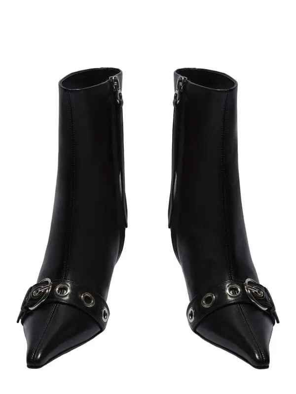 AeydĒ Halima Nappa Ankle Heeled Boots With Buckled Detailing - Black