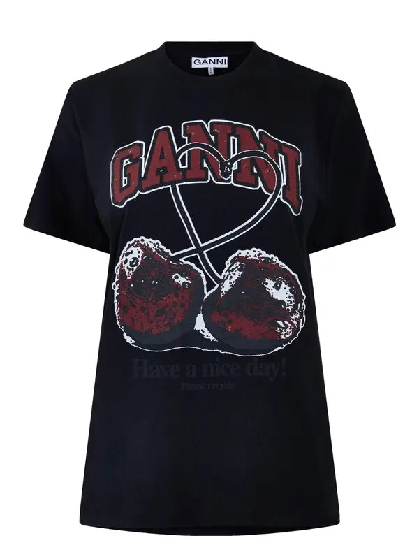 GANNI Graphic T-shirt - Black