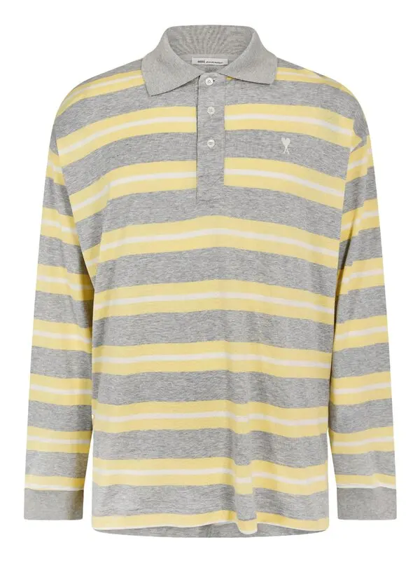 AMI Paris Versatile And Comfortable Long-sleeve Polo Shirt - Gray
