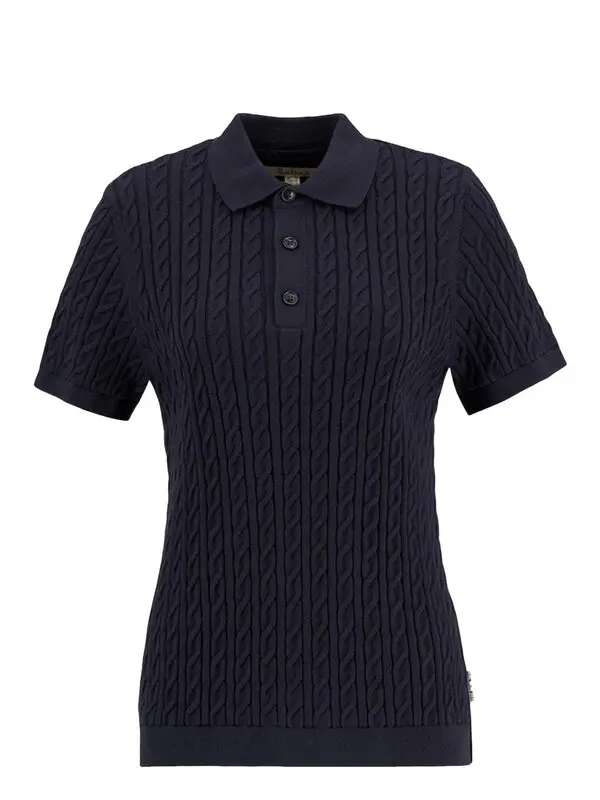Barbour Classic Short Sleeve Cable Knit Polo - Black