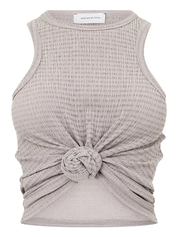 Magda Butrym Ribbed Knit Cropped Top With Knot Detail - Pink