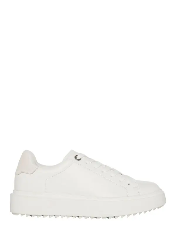 Steve Madden Low Top Platform Sneakers With Serrated Soles - White