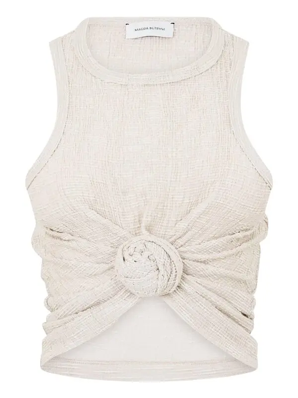 Magda Butrym Sleeveless Textured Knot Detail Top - White