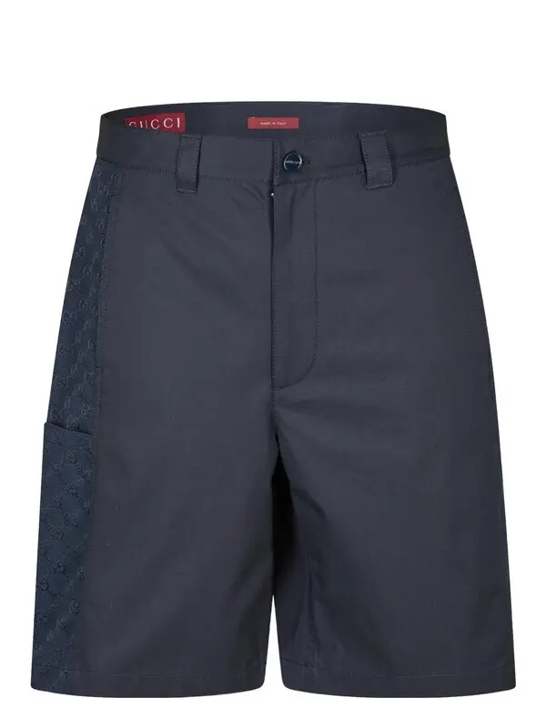 Gucci Twill Knee-length Shorts With Textured Paneling - Black