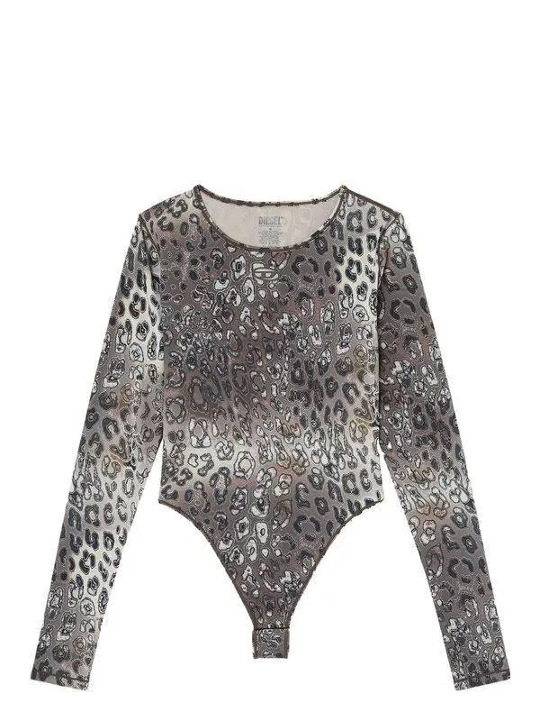 DIESEL® Round Neck Long Sleeve Bodysuit - Gray