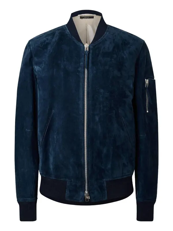 TOM FORD Suede Bomber Jacket - Indigo