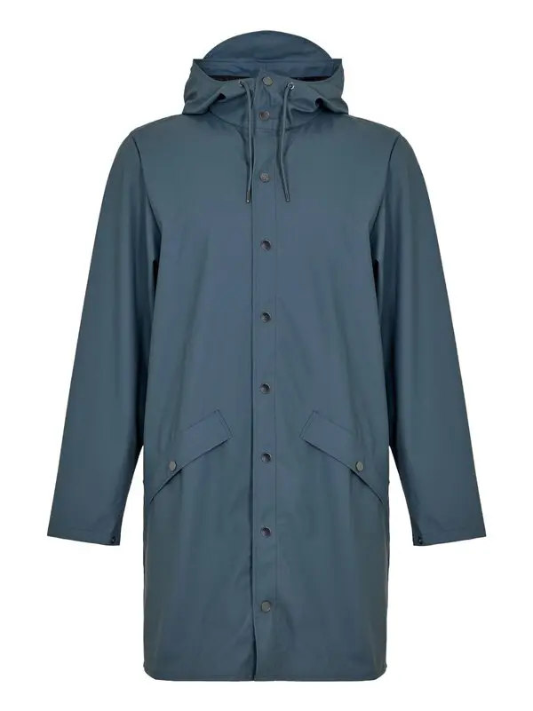 Rains Hooded Snap-button Raincoat - Blue