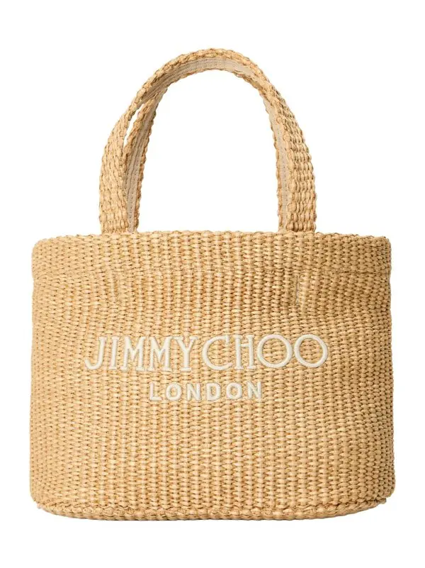 JIMMY CHOO Straw Woven Handbag - Nude