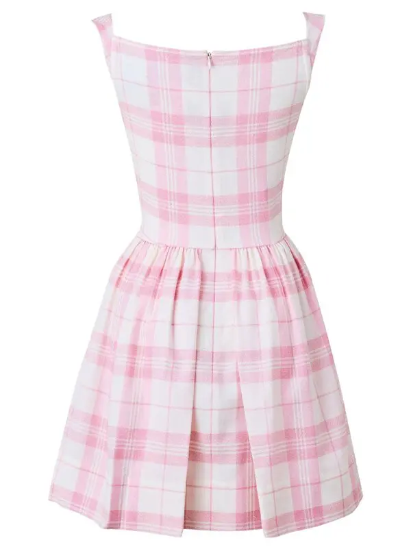 VIVIENNE WESTWOOD Sleeveless Check Square-neck Dress - Pink