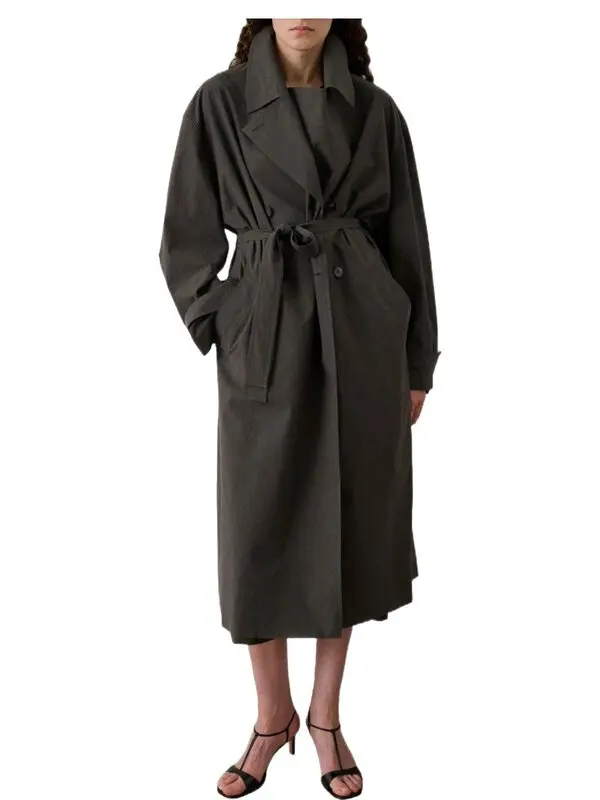 Soeur Solid Color Trench Coat - Black