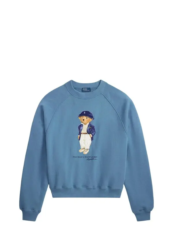 Polo Ralph Lauren Crewneck Sweatshirt With Embroidered Bear Graphic - Blue