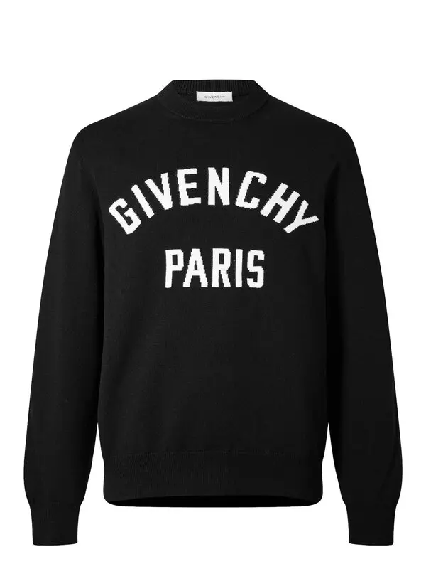 Givenchy Long-sleeve Knit Sweater With Graphic Print - Black